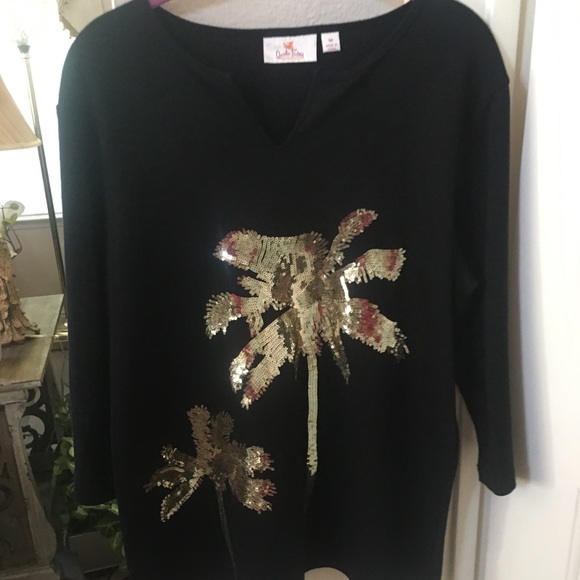 Quacker Factory | Tops | Black Quacker Factory Tunic Embellished Top ...